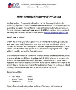 Honor American History Poetry Contest - KB Sagert